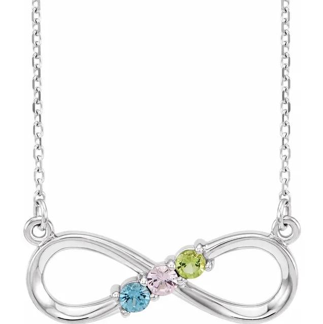 3 Stone Family Infinity Inspired 17 Necklace