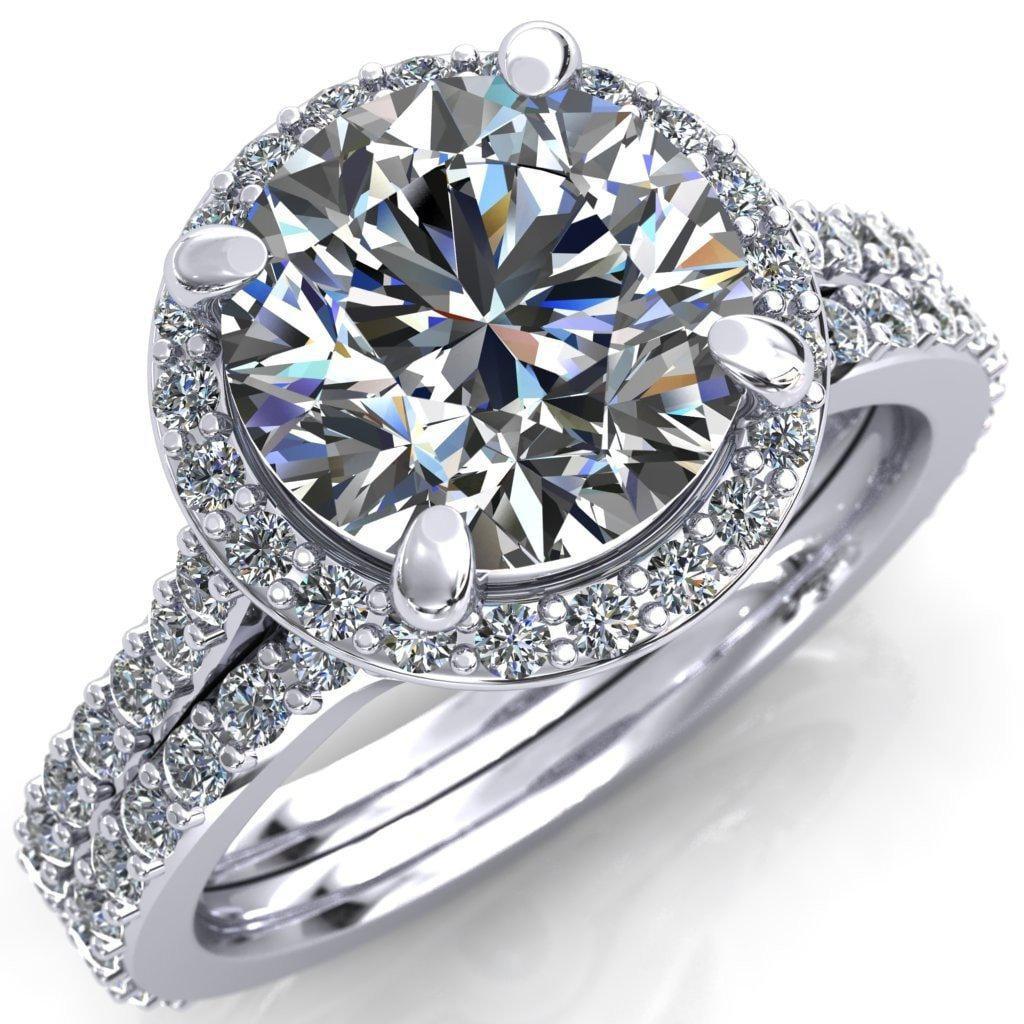 Saira Round Lab-Grown Diamond Center Stone 4 Prong Halo Engagement Rin – FIRE & BRILLIANCE