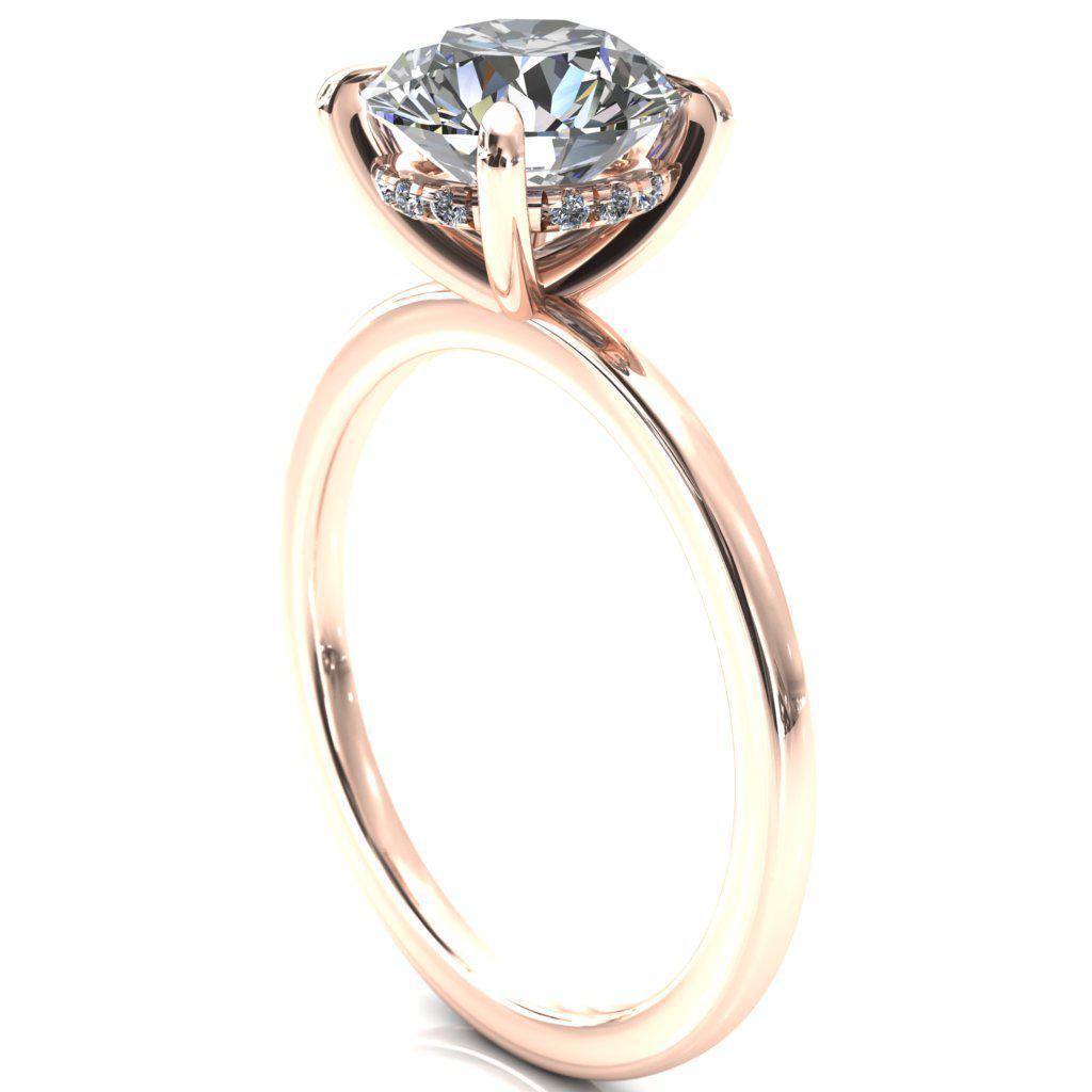 Carmeli 9mm or 3cts DEW Round Center Stone 4 Claw Prong Micro Pave Dia ...