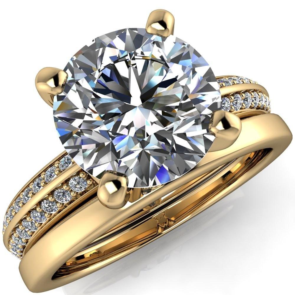 Alicia Round Center Stone Charmed Double Sided Diamonds Design Engagem ...