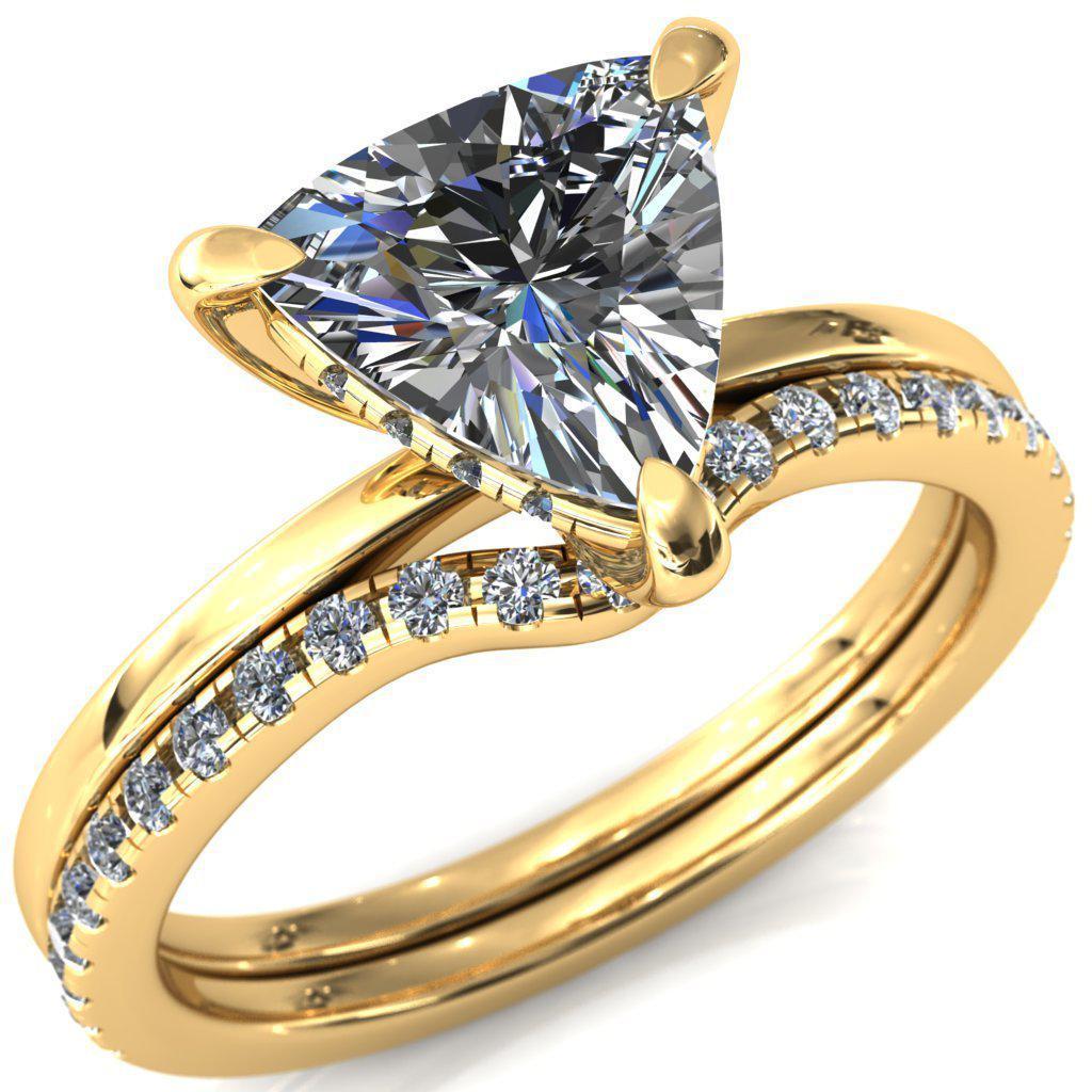 Carmeli Trillion Moissanite 3 Claw Prong Micro Pave Diamond Rail Engag ...