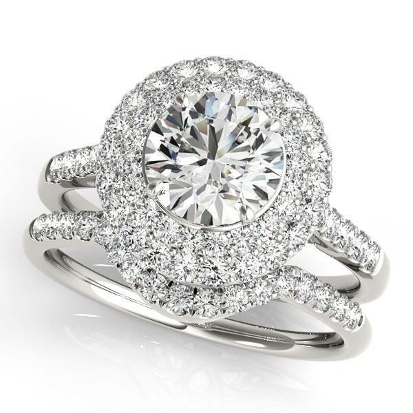 Cindy Round Center Stone Halo Cathedral Engagement Ring – FIRE & BRILLIANCE