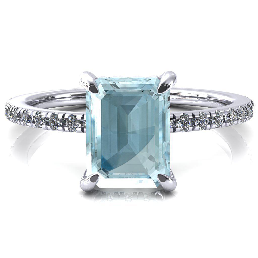 Ezili Emerald Aqua Blue Spinel 4 Claw Prong Micro Pave Diamond Sides E ...