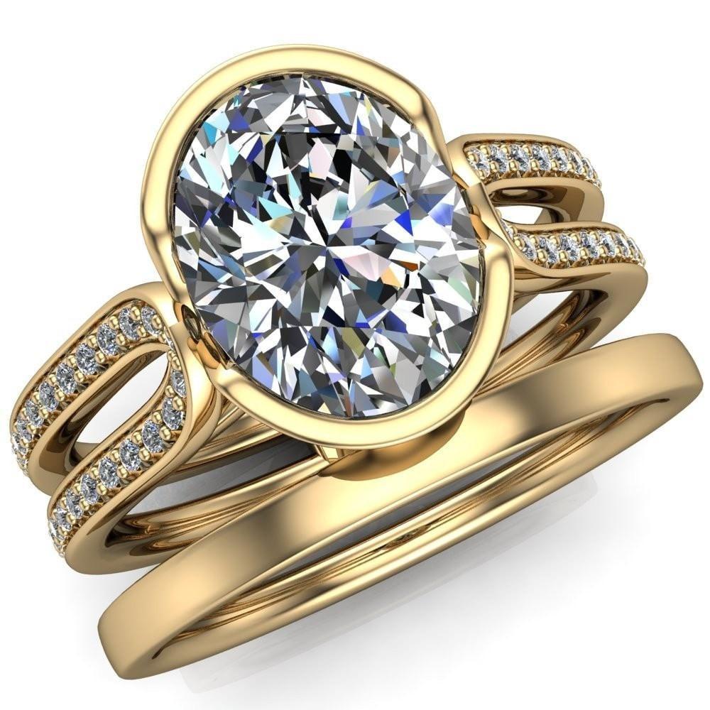 Helen Oval Half Bezel Split Shank Diamond Channel Engagement Ring ...