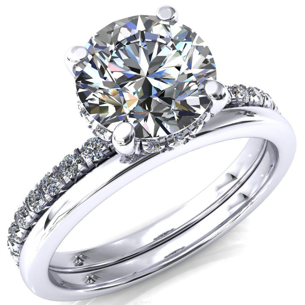 Leona Round Center Stone 4 Prong 5/8 French Pave Slight Comfort Shank ...