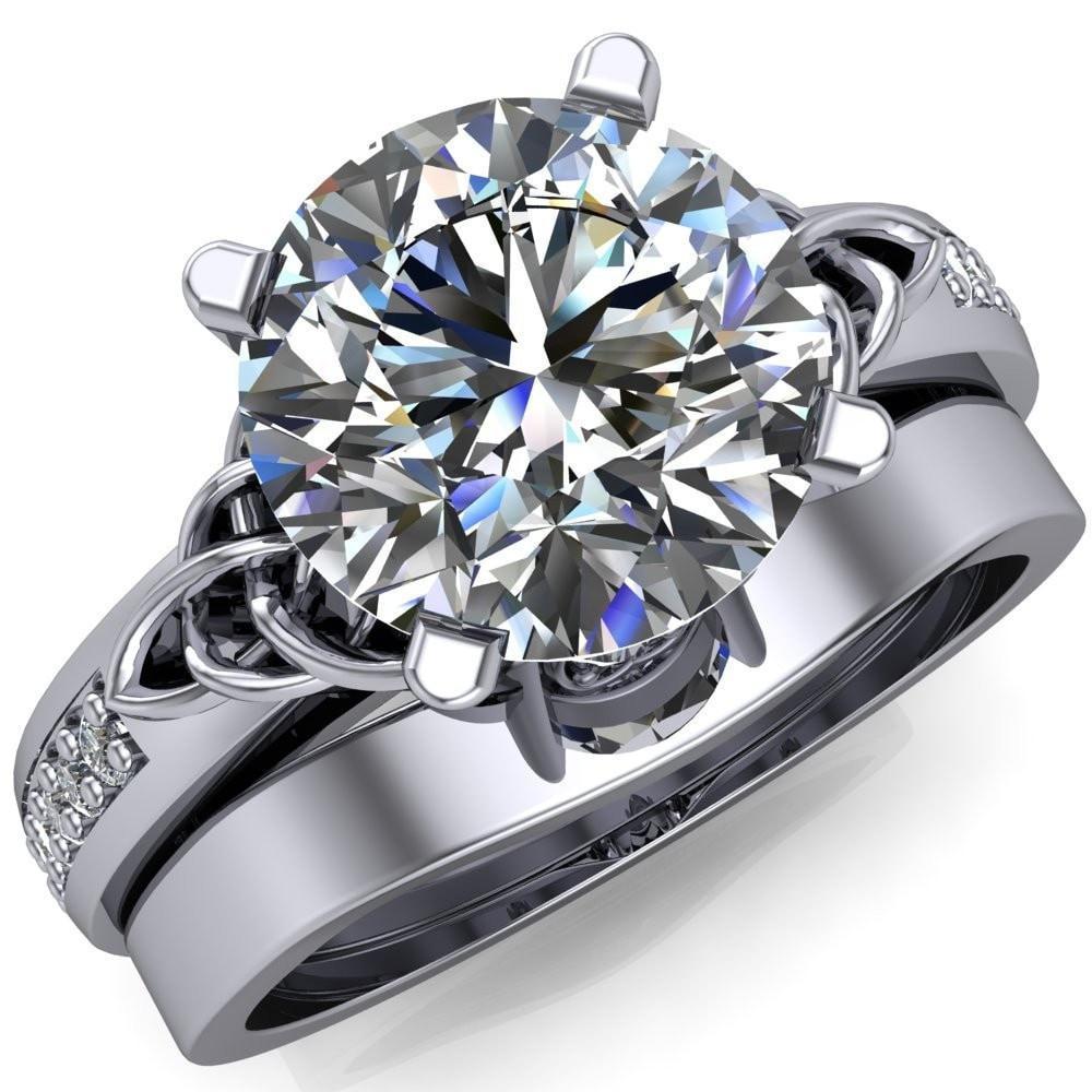 Lilith Round Center Stone Intertwined Shoulders Thick Band Half Eterni ...