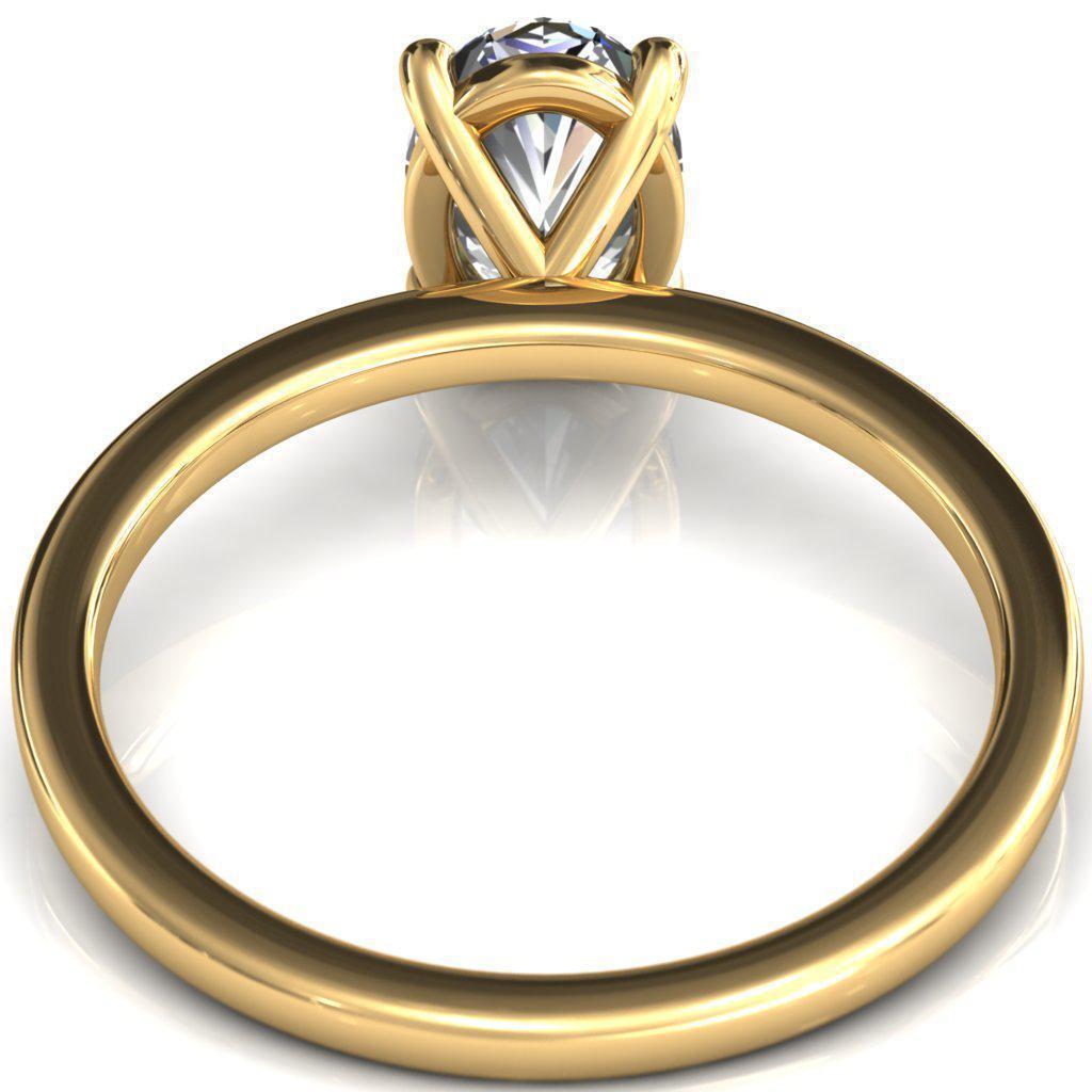 Lyla Oval Center Stone 4 Claw Prong Single Rail Solitaire Ring 18K Yellow Gold