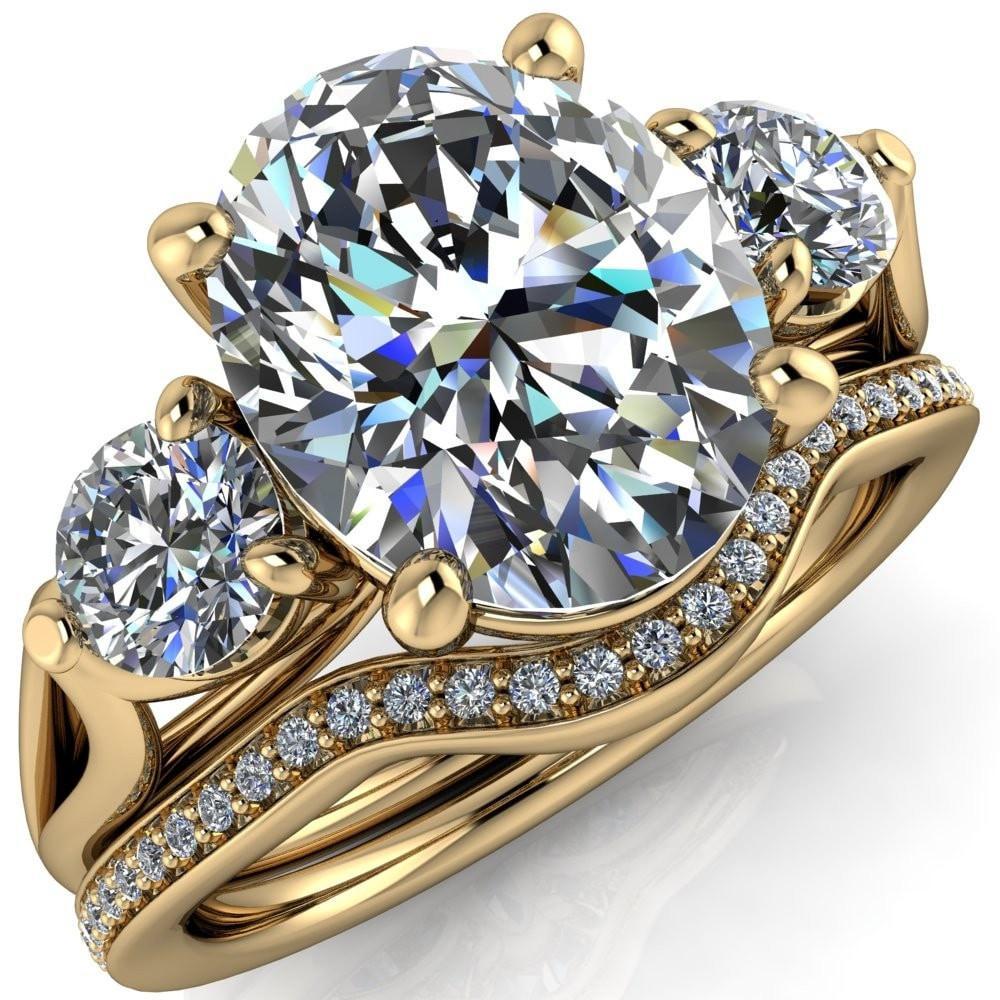 Marianna Oval Center Stone Diamond Side Under Bezel Split Shank Engage ...