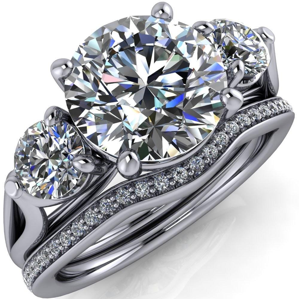Marianna Round Center Stone Diamond Side Under Bezel Split Shank Engag ...