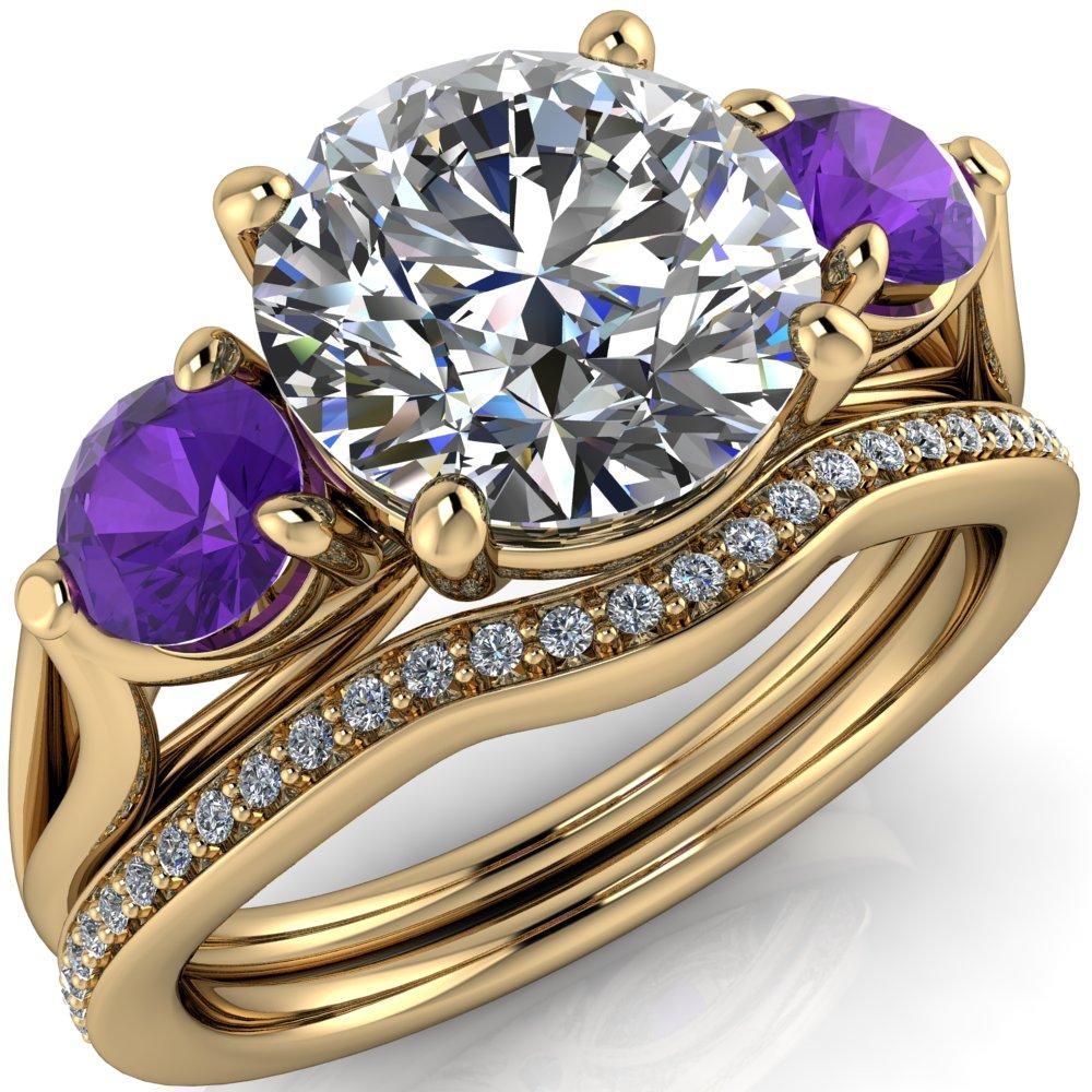 Amethyst Gold Wedding Ring
