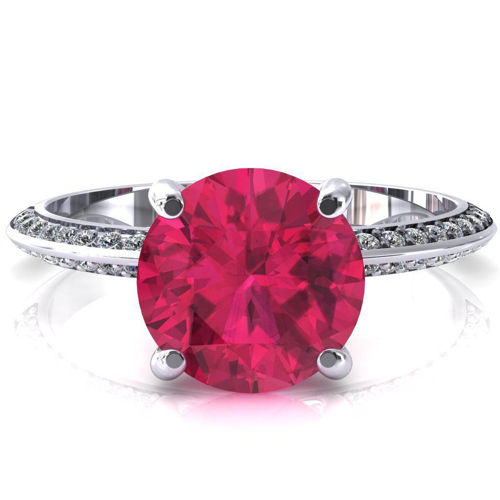 Nancy Round Ruby 4 Prong 1/2 Eternity Diamond Knife Shank Accent Engag ...