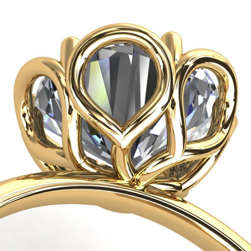 Peony Round Center Stone Fanning Flower Engagement Ring – FIRE & BRILLIANCE