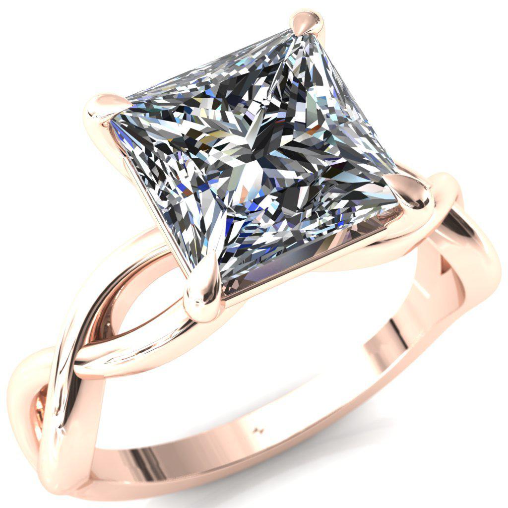 Sabina Princess/Square Moissanite 4 Claw Prong 3/4 Infinity Ring Engag ...