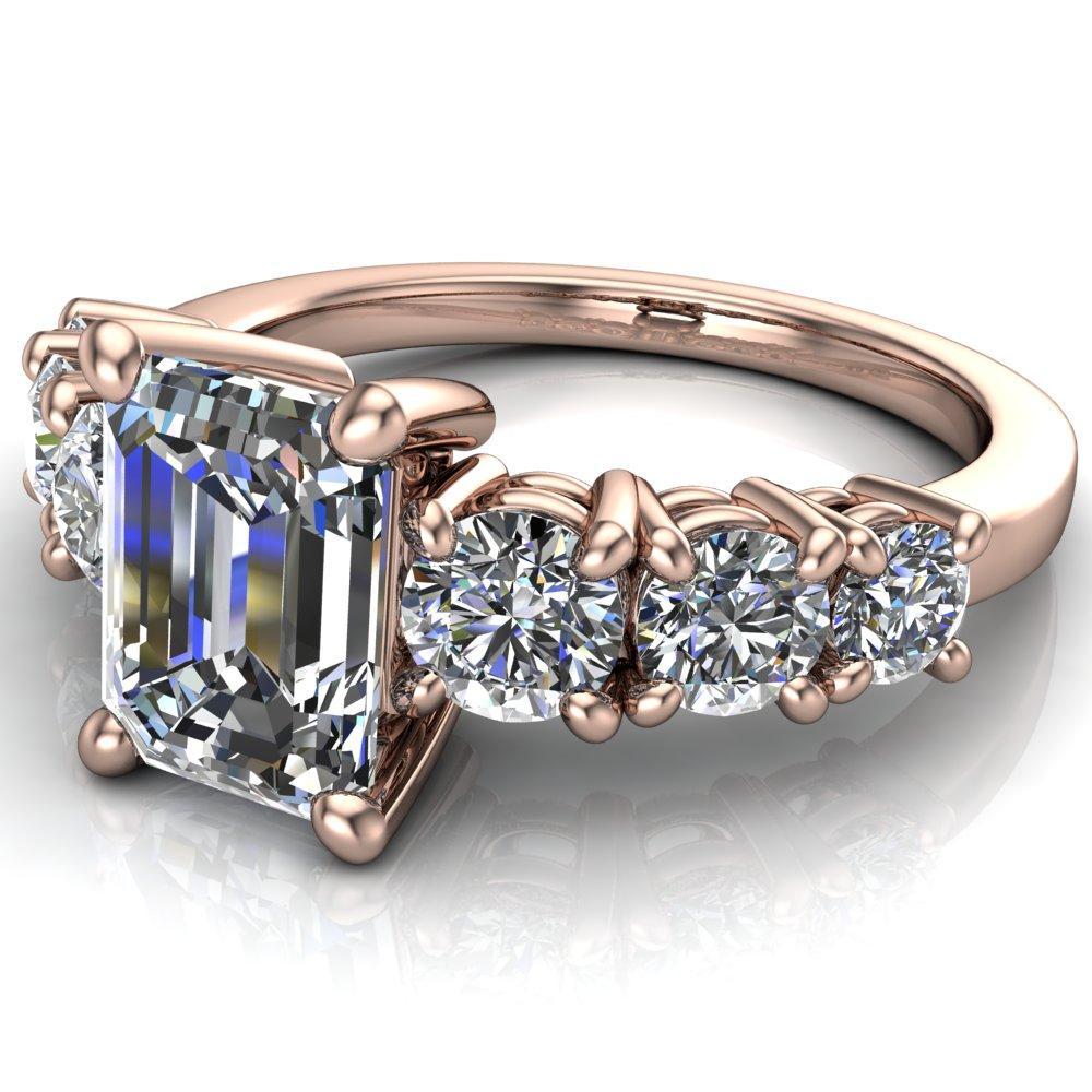 Shay Emerald Center Stone Multi Stone Engagement Ring 14K White Gold
