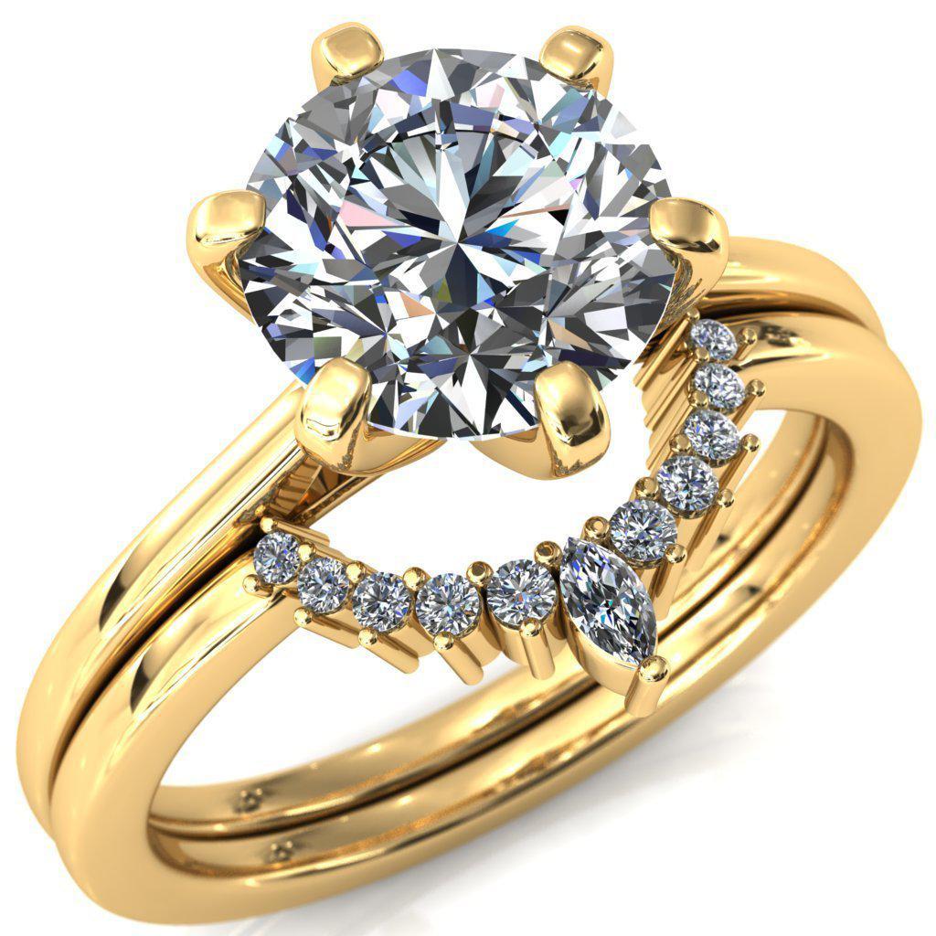 Shelby Round Center Stone 6 Prong Solitaire Cathedral Engagement Ring ...