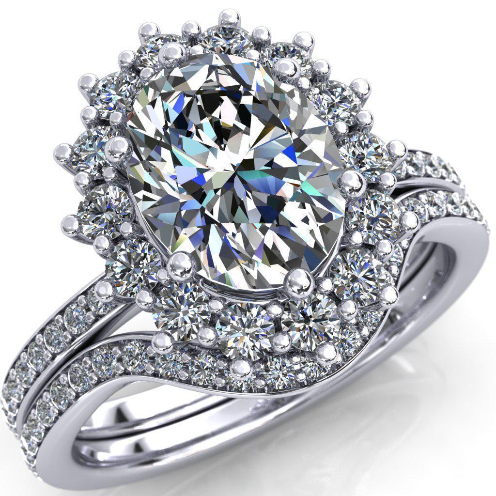 The Duchess Oval Lab Grown Diamond Center Stone 6 Prong Diamond Cluste ...