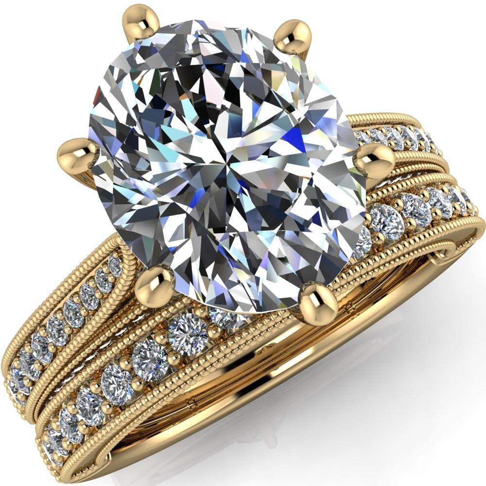 Vivienne Oval Center Stone 6 Prong Milgrain Engagement Ring – FIRE ...